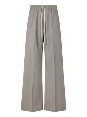 Rick Owens Wide-Leg Wool Drawstring Trousers Gray