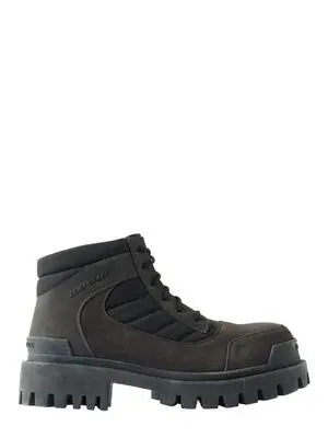 Balenciaga Nubuck-trimmed Suede Lace-up Boots - Brown