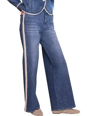 Mint Velvet Lace Trim Straight Jeans - Blue