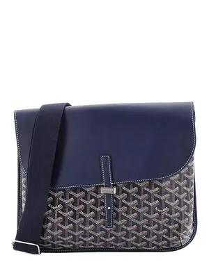 Goyard Coursier Messenger Bag Coated Canvas And Leather - Blue