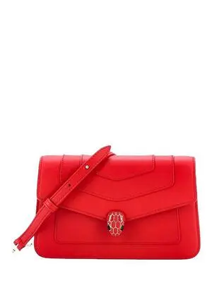 BVLGARI Serpenti Forever East West Leather Shoulder Bag - Red
