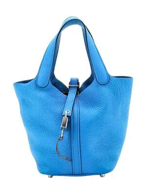 Hermès Pm Picotin Lock Bag Clemence Blue