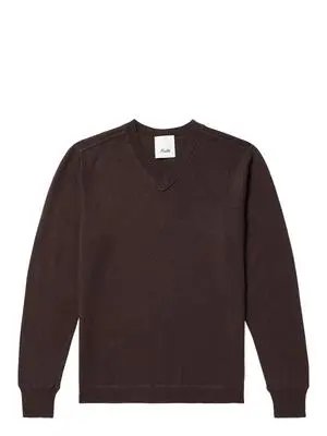 ALLUDE Cashmere V-neck Sweater - Brown