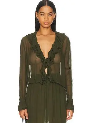 BODE Flounce Blouse - Olive