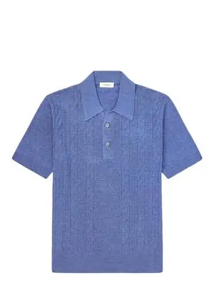 PIACENZA CASHMERE 1733 Silk And Linen-blend Polo Shirt - Blue