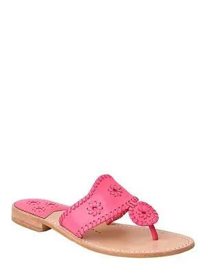 LILLY PULITZER Jack Rogers Jacks Leather Flat Sandal - Hot Pink