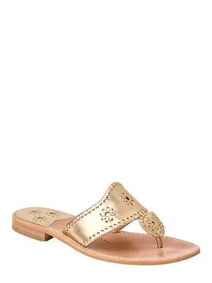 LILLY PULITZER Jack Rogers Jacks Leather Flat Sandal - Platinum