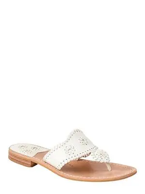 LILLY PULITZER Jack Rogers Jacks Leather Flat Sandal - White