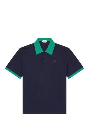 Versace Versace - Logo-Embroidered Cotton-Piqué Polo Shirt - Men - Blue - XS Navy
