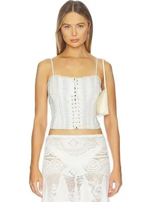 LoveShackFancy Bensen Bustier Top - Cinched Blue