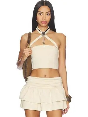 LAMARQUE X Faux Suede Bustier Top - Ecru
