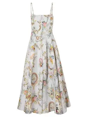 Camilla Camilla Crystal-Embellished Printed Linen And Silk-Blend Midi Dress Multi