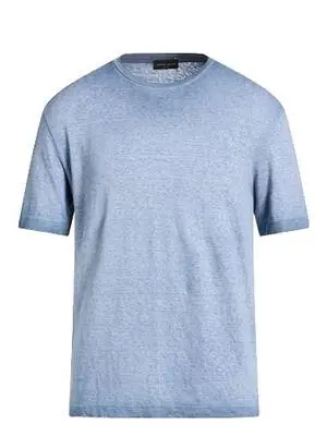 ROBERTO COLLINA Man T-shirt Grey Size 42 Linen, Elastane Blue
