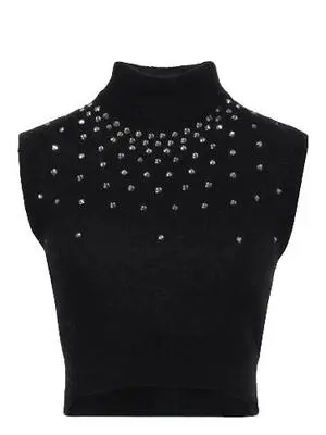 Alessandra Rich Turtleneck Mohair Wool Top - Black