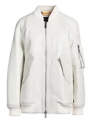DSQUARED2 Bomber Jacket In Ovine Leather, Wool, Polyamide, And Elastane