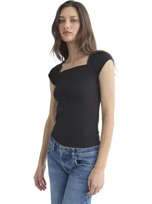 Everlane RetroSoft Cotton Square-Neck T-Shirt Black