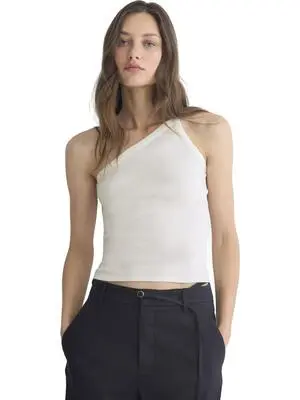 Everlane Cotton One-Shoulder Tank Top Bone