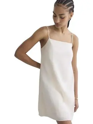 Everlane Mini Shift Stretch Linen Dress - Bone