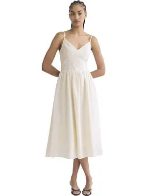 Everlane Cotton Silk Voile Midi Dress - Bone