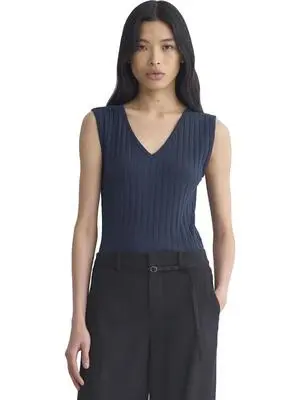 Everlane V-neck Pointelle Tank Top - Deep Navy
