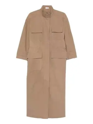 Brunello Cucinelli Flap-Pocket Maxi Dress Neutrals