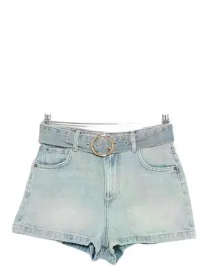 TWINSET Belted Denim Shorts - Blue