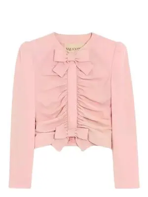 Valentino Garavani Bow-appliqué Cropped Jacket - Pink