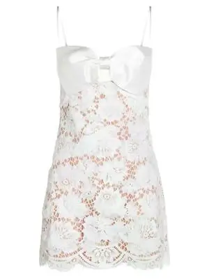 SELF-PORTRAIT Bow Lace Mini Dress - White