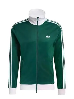 Adidas Striped-sleeve Zip-up Sweatshirt - Green