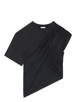 COURREGES Asymmetric Draped T-Shirt Black