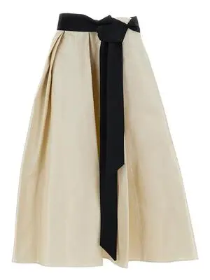 Max Mara Basque Pleated A-line Skirt - Beige