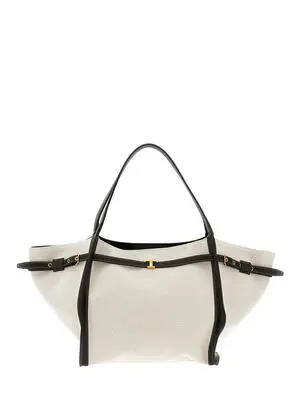 TOD'S Medium Fabric Shopper Bianco