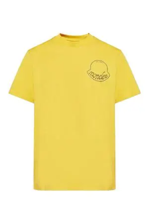 Moncler Logo Printed Crewneck Sweat-shirt T-shirt - Yellow