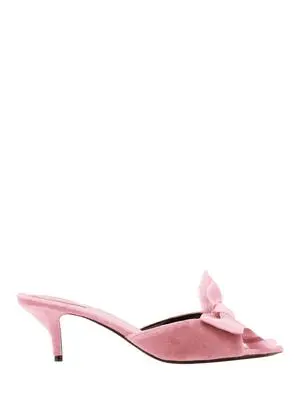 Valentino Garavani Marie A Velvet Mules With Bow Detailing - Pink