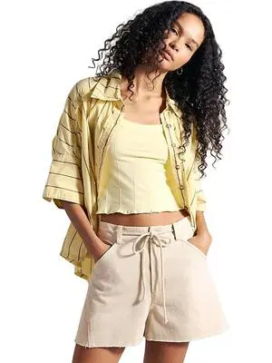 Free People Camped Out Cotton-canvas Shorts - Tea