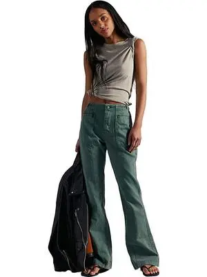 Free People We The Free Low-rise Venus Bootcut Pants - Forest Run