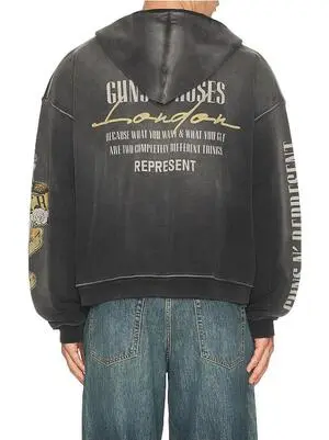 REPRESENT X Guns N' Roses Cross Zip Through Hoodie - Black