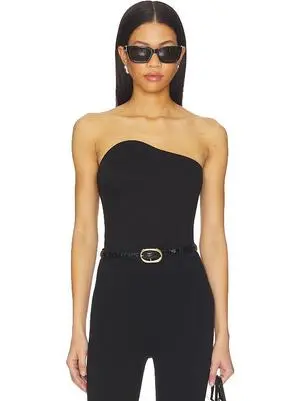 UNDRESS CODE Asymmetrical Neckline Bodysuit - Black