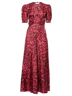 Gabriela Hearst Larkin V-neck Silk Midi Dress - Fuchsia