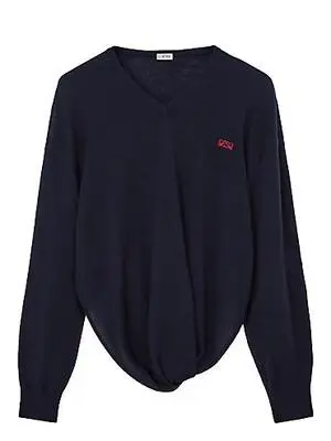 Loewe Logo-embroidered Wool Jumper - Dark Navy