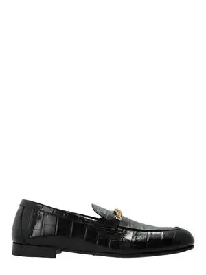 Versace Chain Embossed Leather Loafers - Black