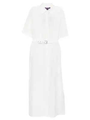 Ralph Lauren Carol Belted Linen Maxi Dress - White
