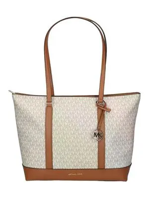 Michael Kors Large Monogram Charm Tote Bag - Neutrals
