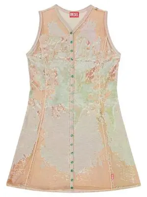 DIESEL® Sleeveless Abstract Print Mini Dress - Neutrals