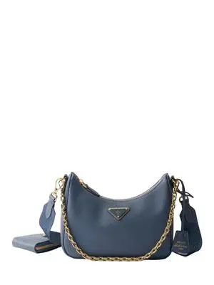 Prada Re-edition 2005 Saffiano Leather Bag With Chain And Pouch - Blue