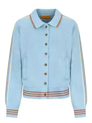Guest In Residence Striped Button Cardigan - Blue