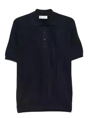 Brunello Cucinelli Ribbed Polo Shirt - Blue