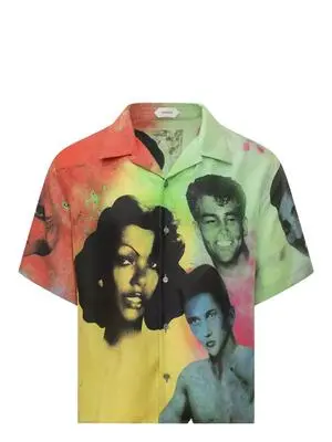 Versace Short-sleeved Printed Silk Shirt - Yellow