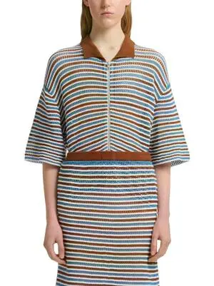 Marni Striped Crochet A-line Midi Skirt - Brown