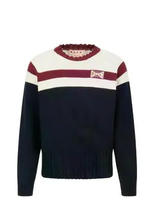 Marni Colour-block Striped Cotton Crewneck Sweatshirt - Blue